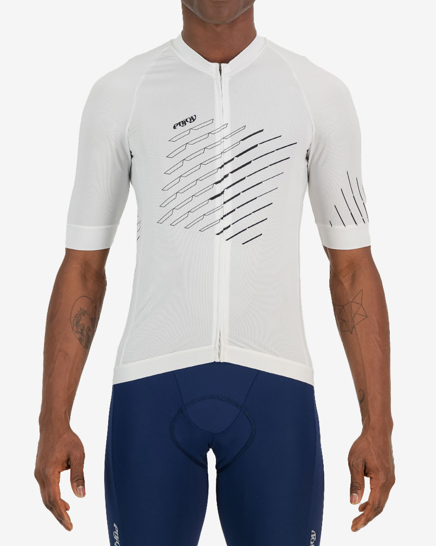 Mens Cycling Shirt | Octane | Chevron - White | Enjoy.cc